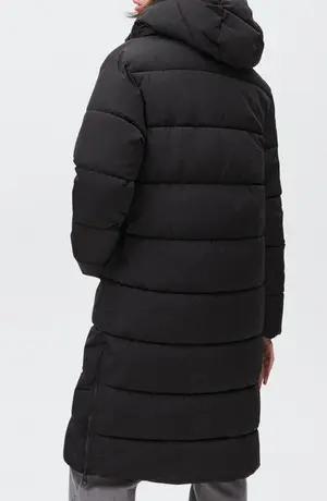 Mango Hooded Puffer Coat - Black