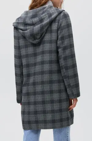 Mango Plaid Hooded Coat
