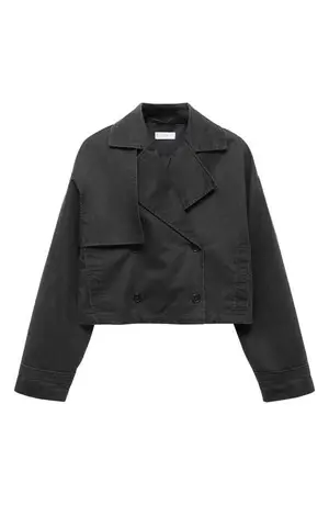 Mango Short Waxed Cotton-blend Trench Coat