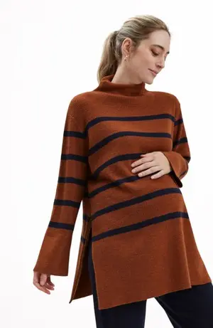 NOM MATERNITY Sarabeth Maternity & Nursing Striped Sweater