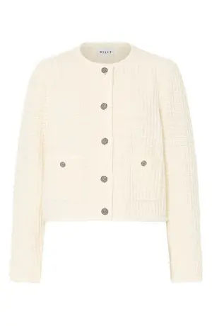 MILLY Sade Textured Cardigan - Ivory