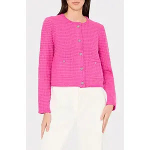 MILLY Sade Textured Cardigan - Pink