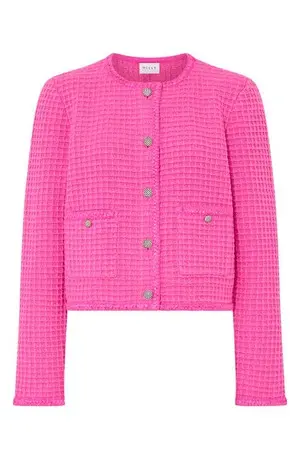 MILLY Sade Textured Cardigan - Pink