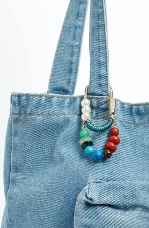 Chelsea28 Beaded Carabiner Bag Charm - Blue Multi- Gold