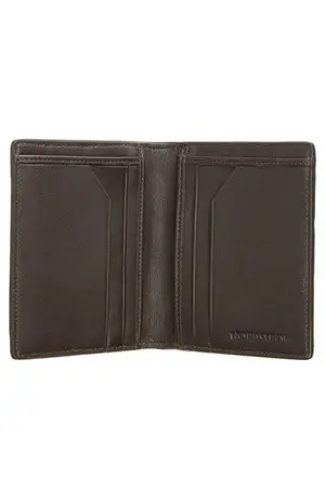 Nordstrom Woven Leather Bifold Card Case - Brown Coffee
