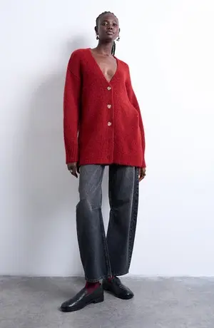 Topshop Easy V-neck Longline Cardigan