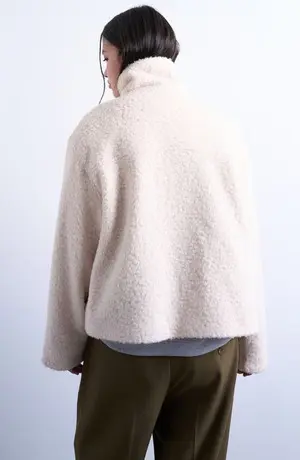 Topshop Bouclé Tab Detail Bomber Jacket
