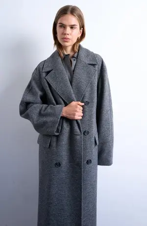 Topshop Double Breasted Long Coat