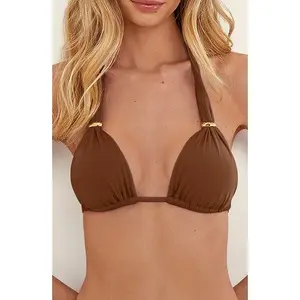VIX PAULA HERMANNY Bia Tube Halter Bikini Top - Brown