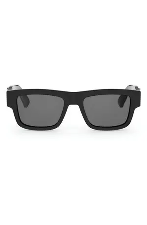 Dior Oblique S3i 52mm Rectangular Sunglasses - Shiny Black/smoke