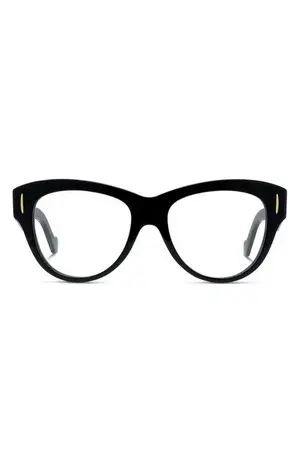 Loewe Anagram 52mm Round Optical Glasses - Shiny Black