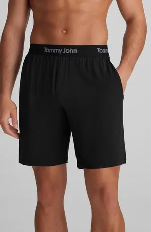Tommy John Second Skin Luxe Tripe Pajama Shorts - Black