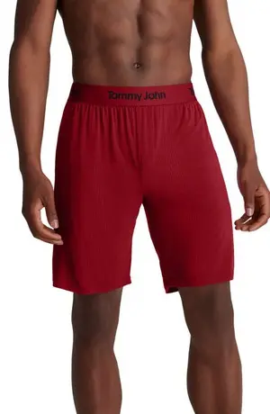 Tommy John Second Skin Luxe Tripe Pajama Shorts Rhubarb