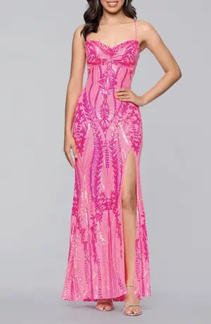 BLONDIE NITES Sequin Embellished Body-con Gown