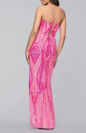BLONDIE NITES Sequin Embellished Body-con Gown