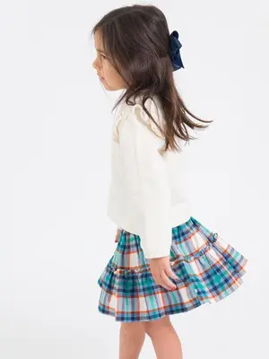RUFFLEBUTTS Smocked Twirl Skirt - Peyton Plaid