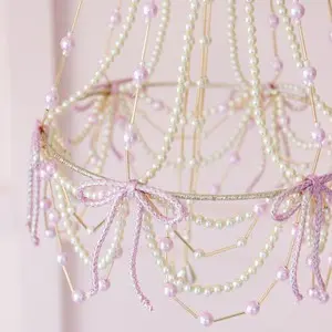 JOLLITY & CO Decorative Pink Beaded Chandelier