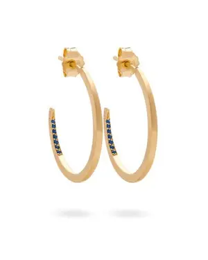 ELOISE JEWELRY Crescent Moon Hoop Earrings With Natural Gemstones - Sapphire