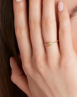 ELOISE JEWELRY Moon Ring With Natural Gemstone - Emerald