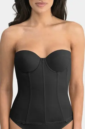 DOMINIQUE INTIMATES Brianna Low Back Convertible Strapless Corset Bra - Black