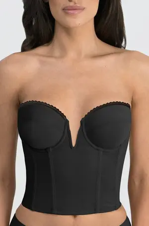 DOMINIQUE INTIMATES Valerie Backless Strapless V-wire Plunge Bustier Bra - Black