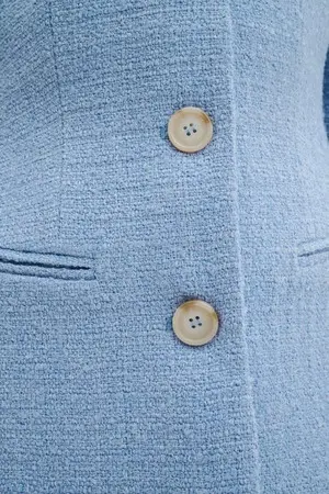 MALINA Carol Textured Round Neck Blazer - Sky