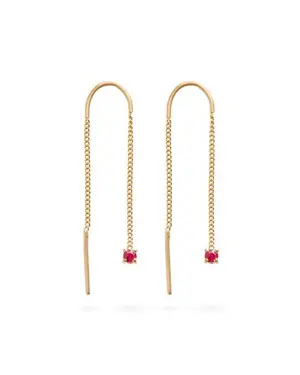 ELOISE JEWELRY Connection Chain Threader Earrings Natural Gemstones - Ruby