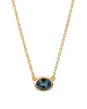 ELOISE JEWELRY Ellipse Gemstone Necklace - Blue Topaz