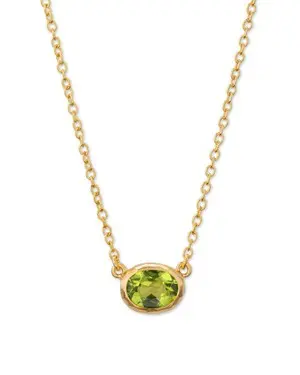 ELOISE JEWELRY Ellipse Gemstone Necklace - Green Peridot