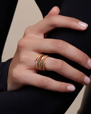 ELOISE JEWELRY Crescent Moon Ring With Rubies