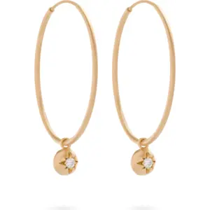ELOISE JEWELRY Moon Hoop Earrings With Natural Gemstones - Diamond