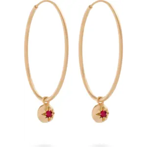 ELOISE JEWELRY Moon Hoop Earrings With Natural Gemstones - Ruby