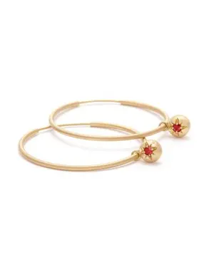ELOISE JEWELRY Moon Hoop Earrings With Natural Gemstones - Ruby
