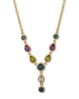 ELOISE JEWELRY Multicolor Gemstone Drop Necklace - Blue-green-purple