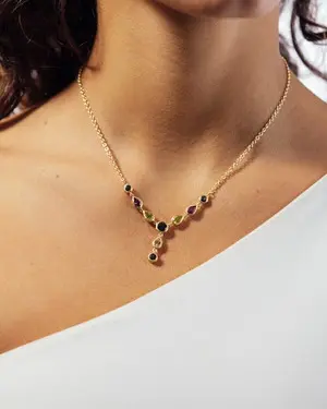ELOISE JEWELRY Multicolor Gemstone Drop Necklace
