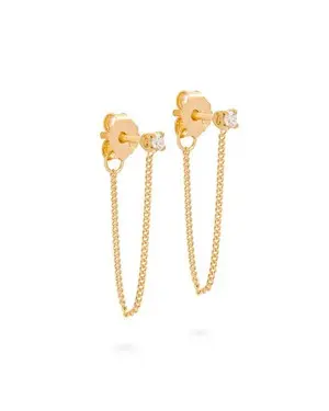 Diamond Chain Stud Earrings