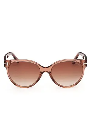 TOM FORD Tallulah 56mm Gradient Round Sunglasses - Terracotta/brown Lens