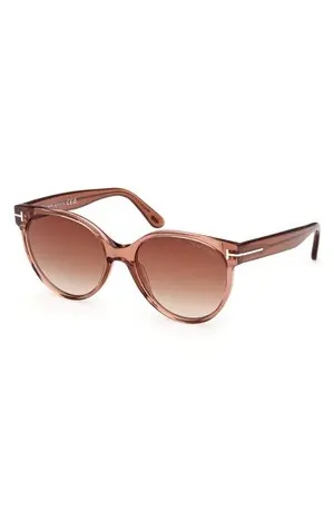 TOM FORD Tallulah 56mm Gradient Round Sunglasses - Terracotta/brown Lens