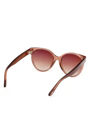 TOM FORD Tallulah 56mm Gradient Round Sunglasses - Terracotta/brown Lens