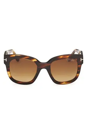 TOM FORD Beatrix 52mm Gradient Geometric Sunglasses - Coloured Havana/brown