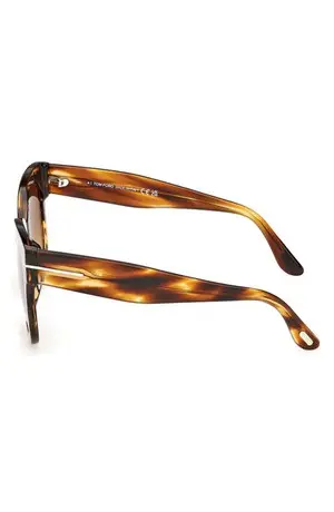 TOM FORD Beatrix 52mm Gradient Geometric Sunglasses - Coloured Havana/brown