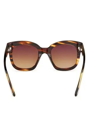 TOM FORD Beatrix 52mm Gradient Geometric Sunglasses - Coloured Havana/brown