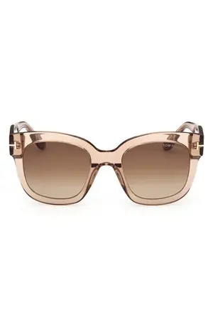 TOM FORD Beatrix 52mm Gradient Geometric Sunglasses Light Brown/gradient Roviex