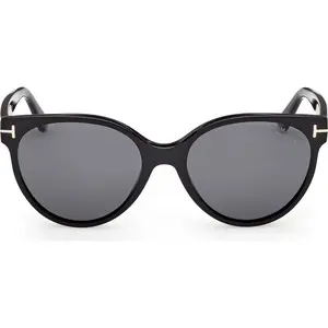 TOM FORD Tallulah 56mm Polarized Round Sunglasses - Black/polarized Smoke Lens