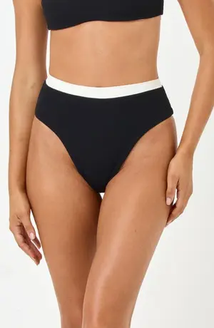 L*Space Misha High-waist Bikini Bottoms - Black/cream