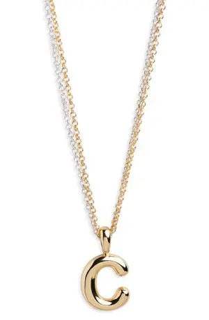 Argento Vivo Puffy Initial Pendant Necklace - Two Tone