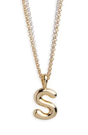 Argento Vivo Puffy Initial Pendant Necklace - Two Tone