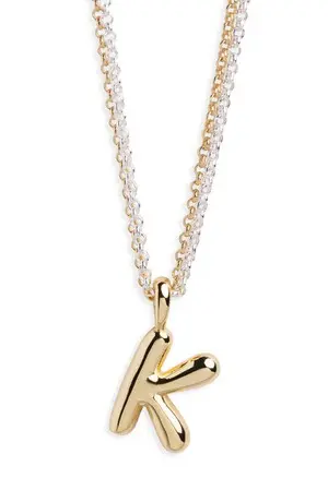 Argento Vivo Puffy Initial Pendant Necklace - Two Tone