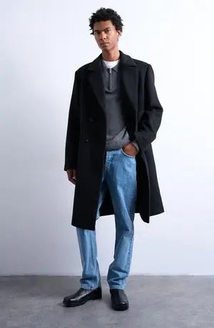 Topman Double-breasted Overcoat