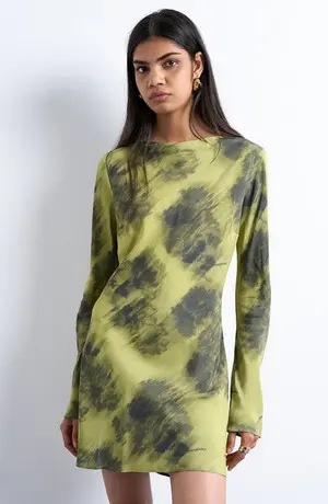 Topshop Abstract Print Bateau Neck Minidress